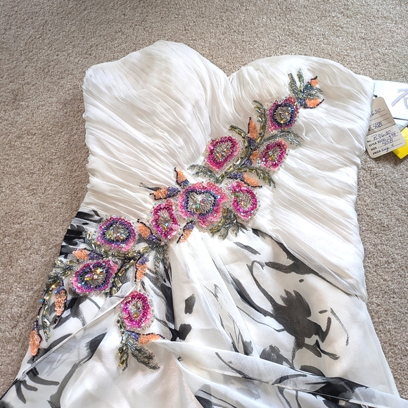 Riva Designs | Dresses | Formal Dress Floral Print Gown Sparkling Gown ...